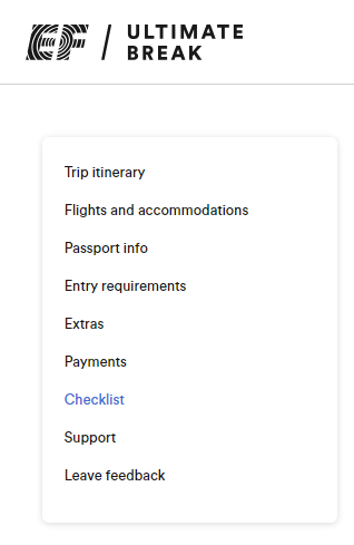 Tour checklist – EF Ultimate Break