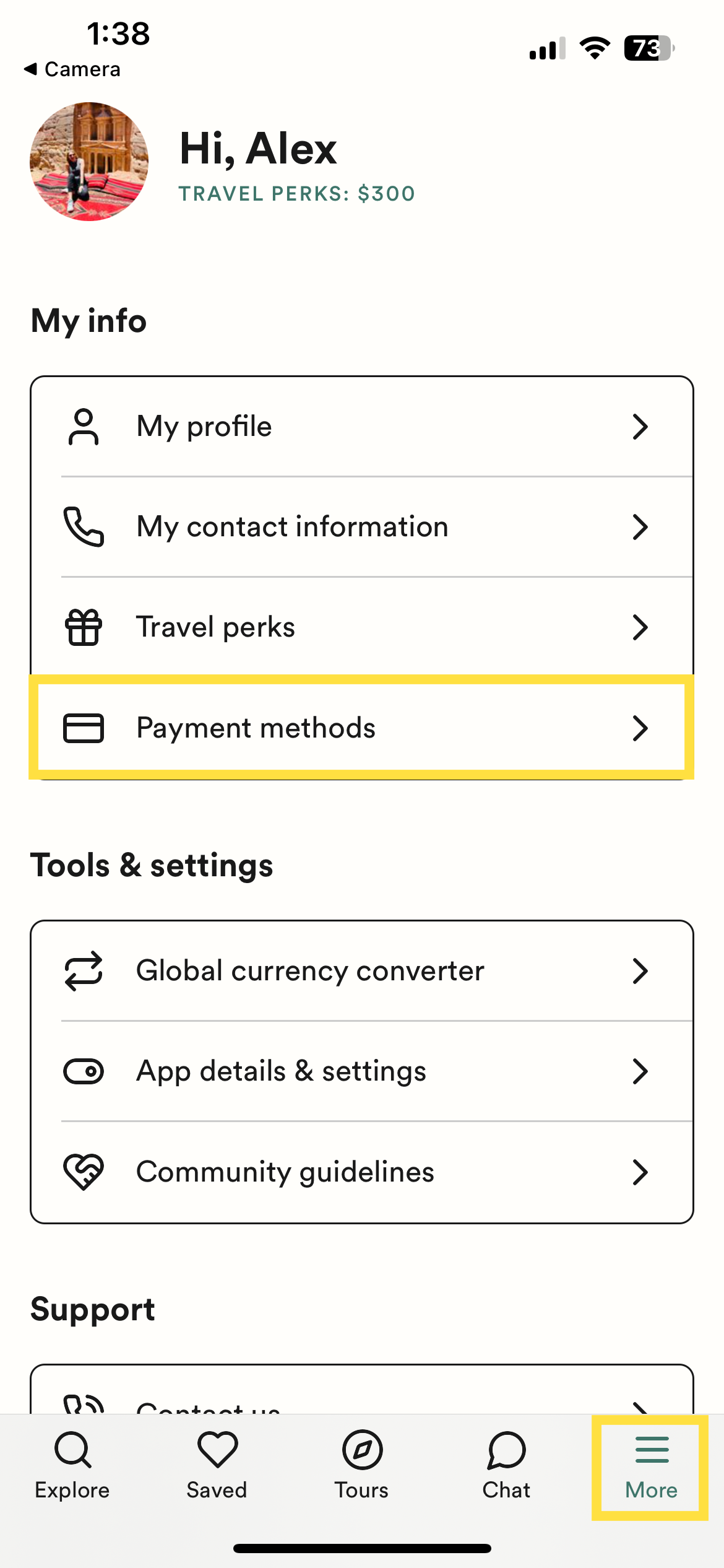 Managing payment methods – EF Ultimate Break